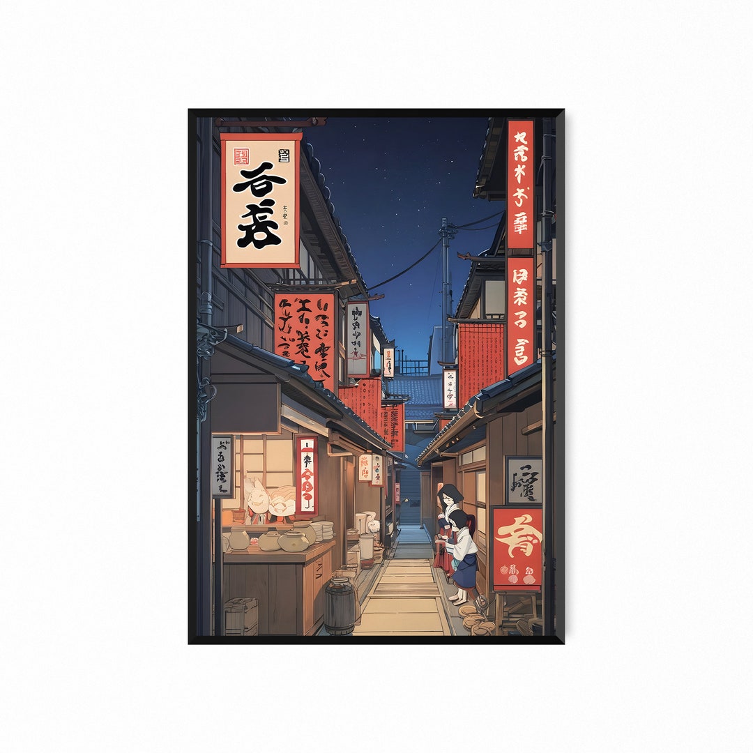 Evening at the Ramen Shop Poster Bedroom Japanese Anime Print Ukiyo-e ...