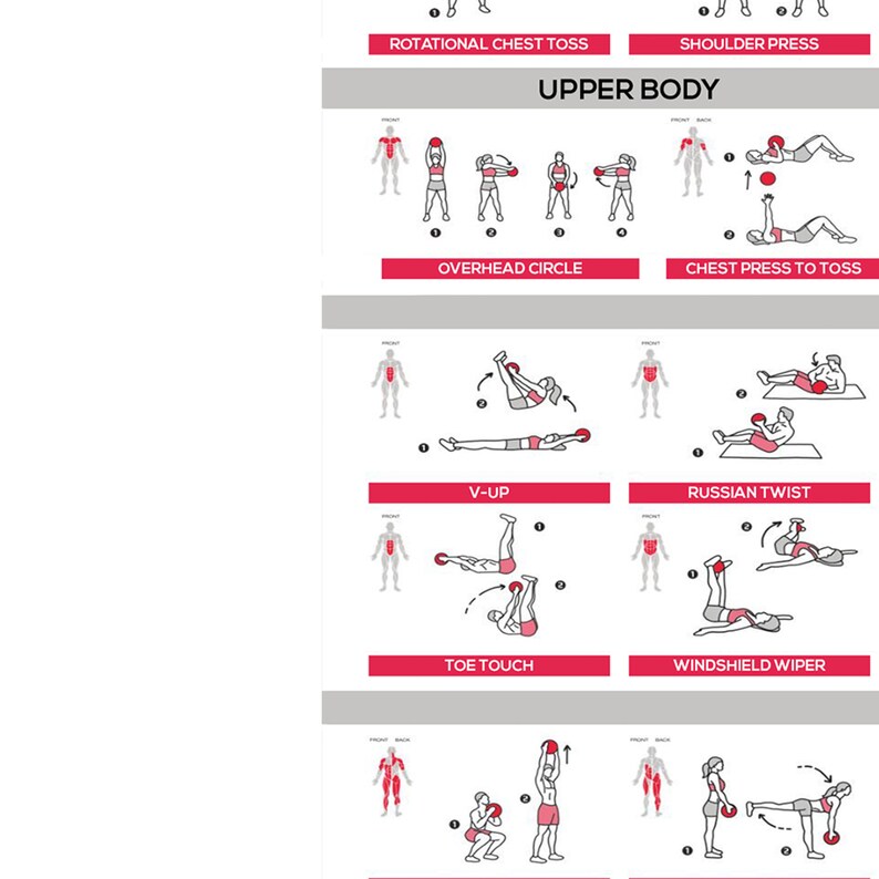 Medicine Ball Workout Chart, Poster Print, Gym Workout Exercise Chart ...