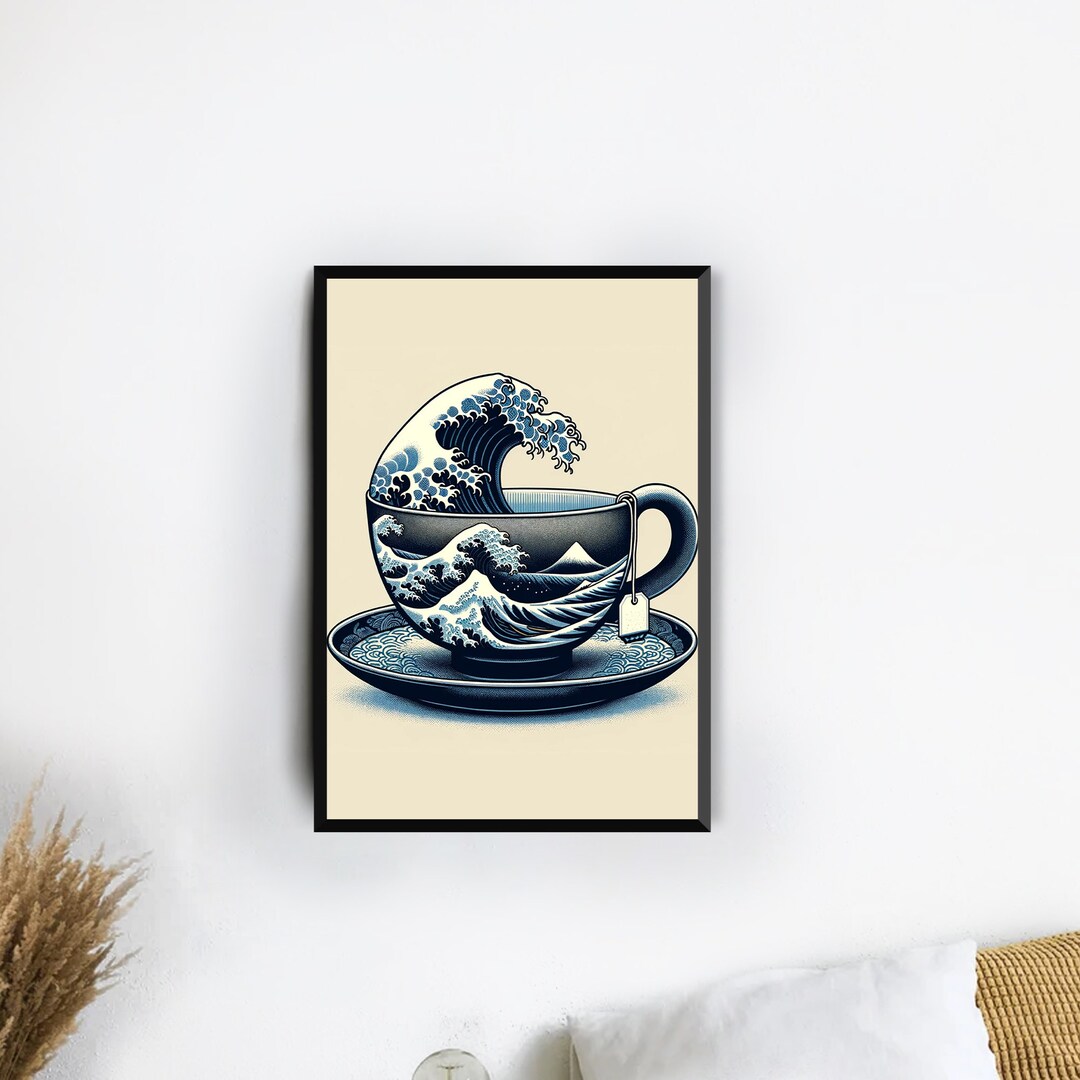 Hokusai the Great Wave off Kanagawa Storm in a Teacup Wall Art Japanese ...
