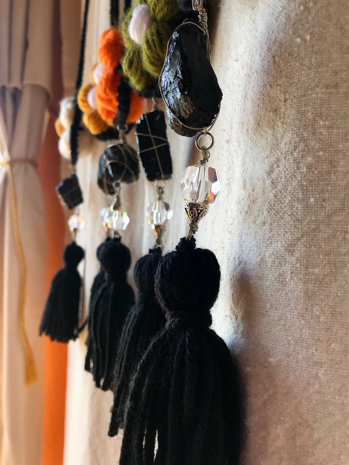 Crochet Groovy Daisy Flower Rear View Mirror Hanger Black - Etsy