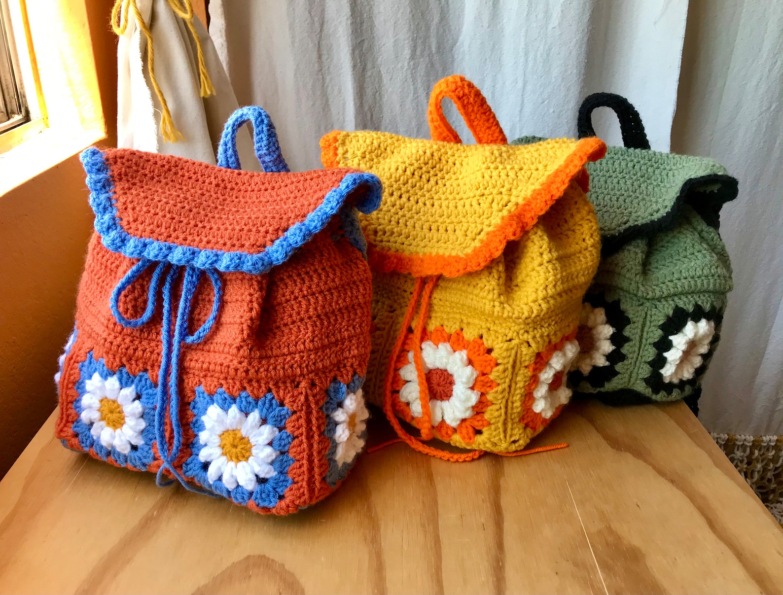 Drawstring Backpack Crochet Pattern Crochet Daisy Backpack - Etsy