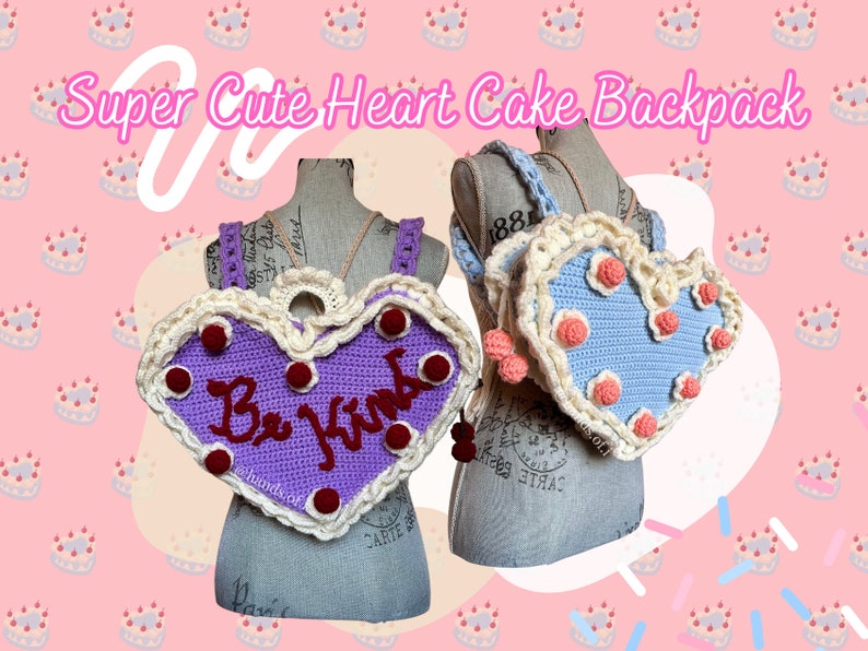 Heart Cake Backpack Crochet Pattern, Crochet Backpack Pattern, Heart ...