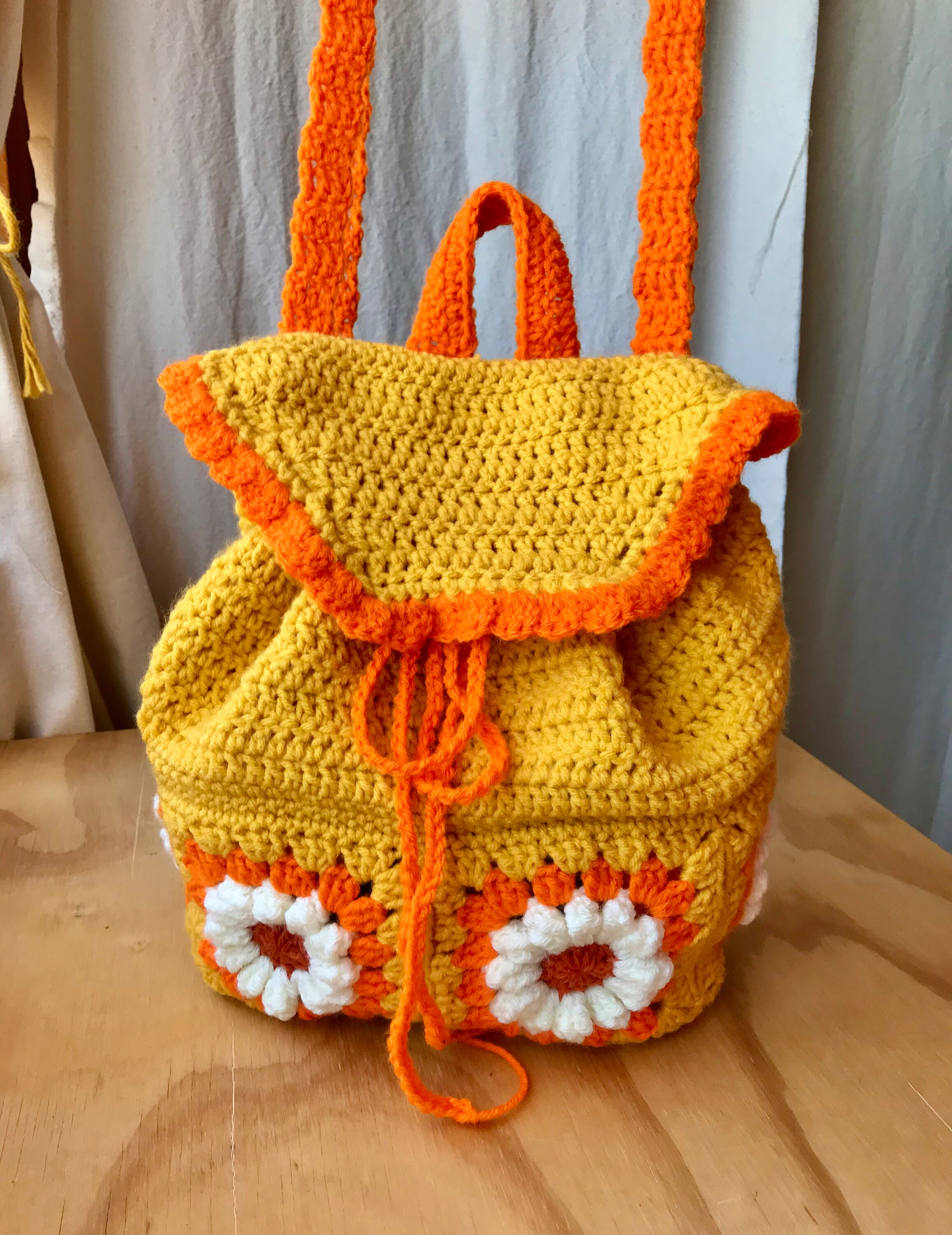 Drawstring Backpack Crochet Pattern Crochet Daisy Backpack - Etsy