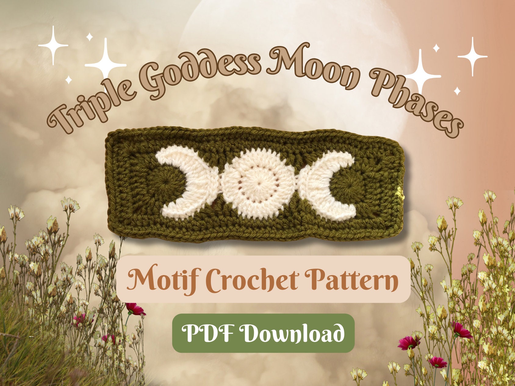 Triple Goddess Moon Phases Motif Crochet Pattern, Moon Phases Crochet ...