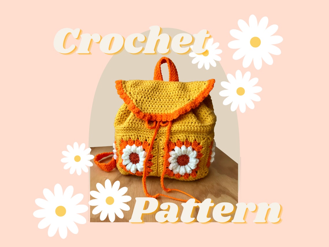 Drawstring Backpack Crochet Pattern Crochet Daisy Backpack - Etsy