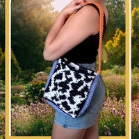 Crochet Groovy Daisy Flower Rear View Mirror Hanger Black Tourmaline ...