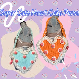 Heart Cake Purse Crochet Pattern, Heart Cake Bag Crochet Pattern, Cute ...