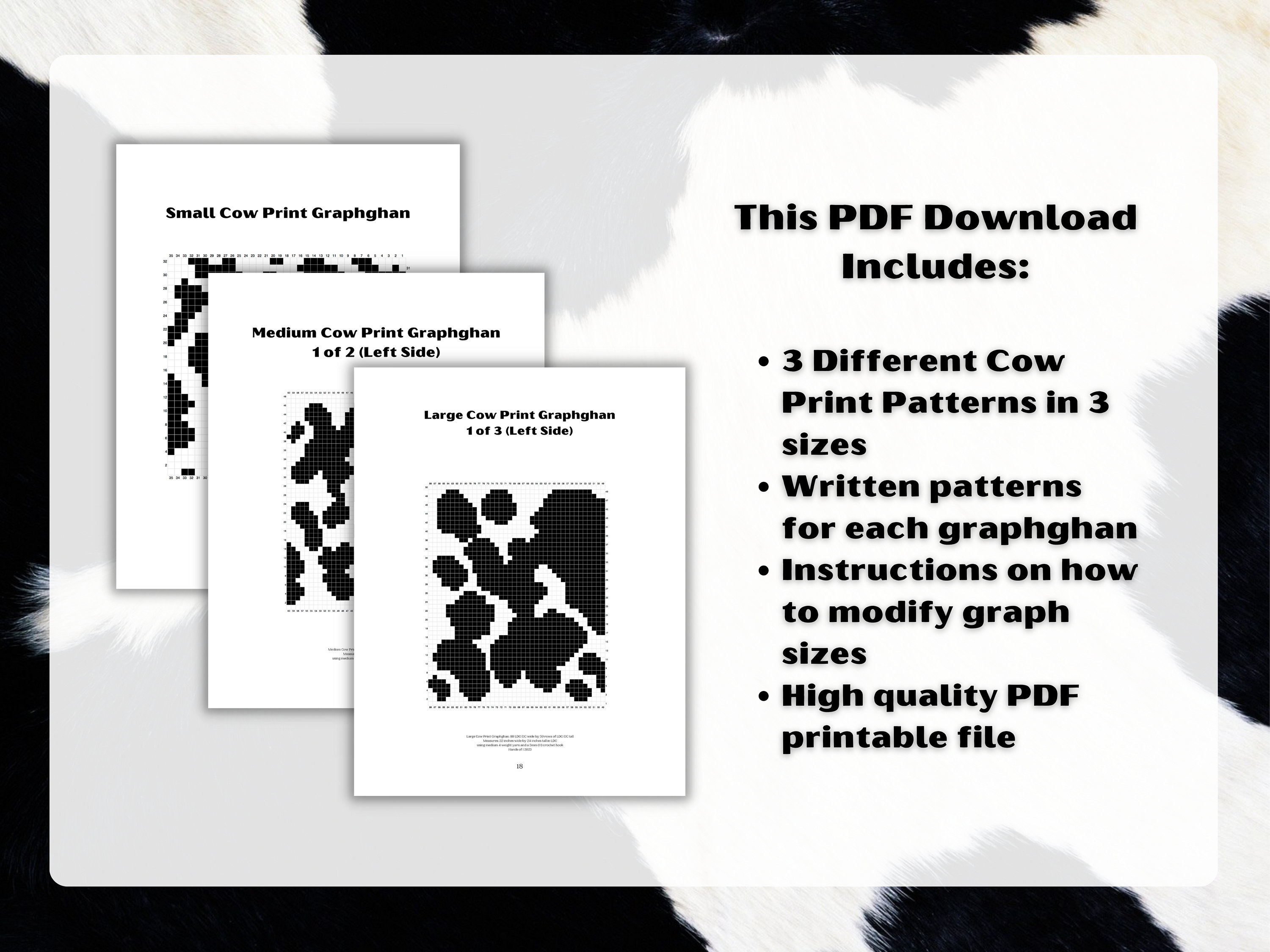 Cow Print Crochet Pattern PDF Download, Cow Print Crochet Tapestry ...