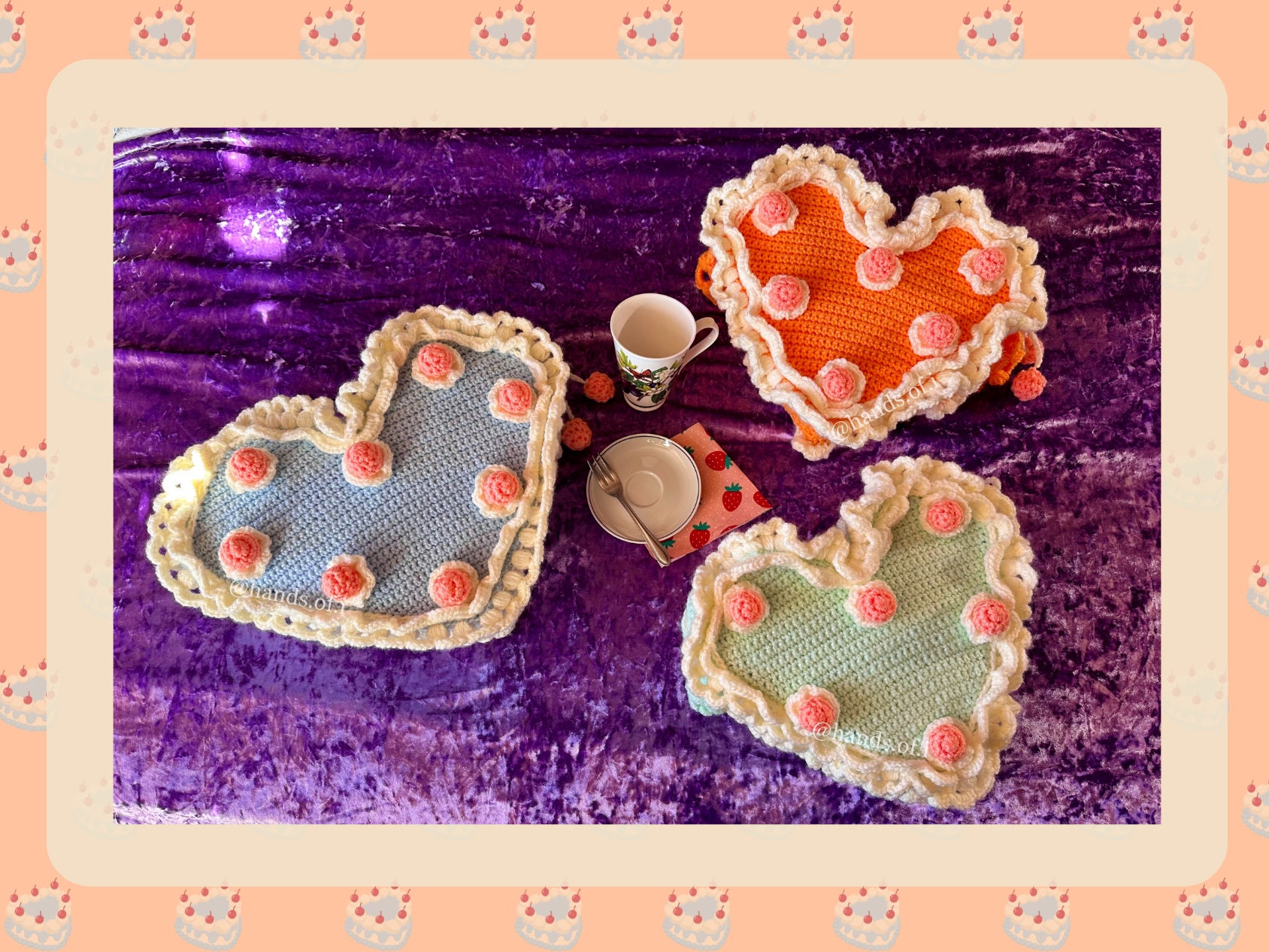 Heart Cake Purse and Backpack Crochet Pattern Bundle, Heart Cake Purse ...