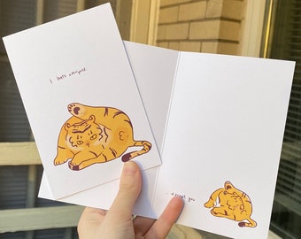 Fat Cat Greeting Card - Etsy