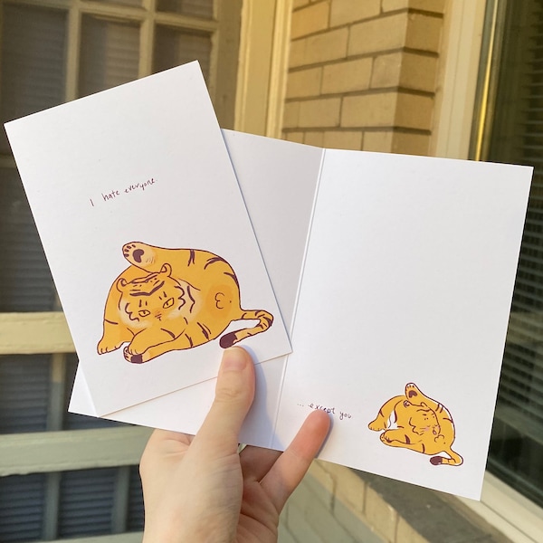 Fat Cat Greeting Card - Etsy