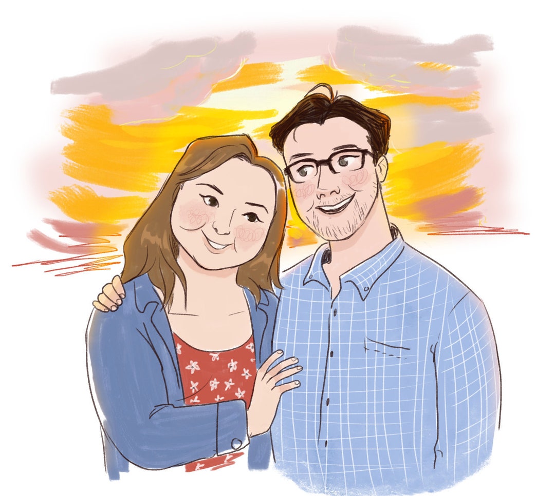 Couple's Custom Digital Portraits - Etsy