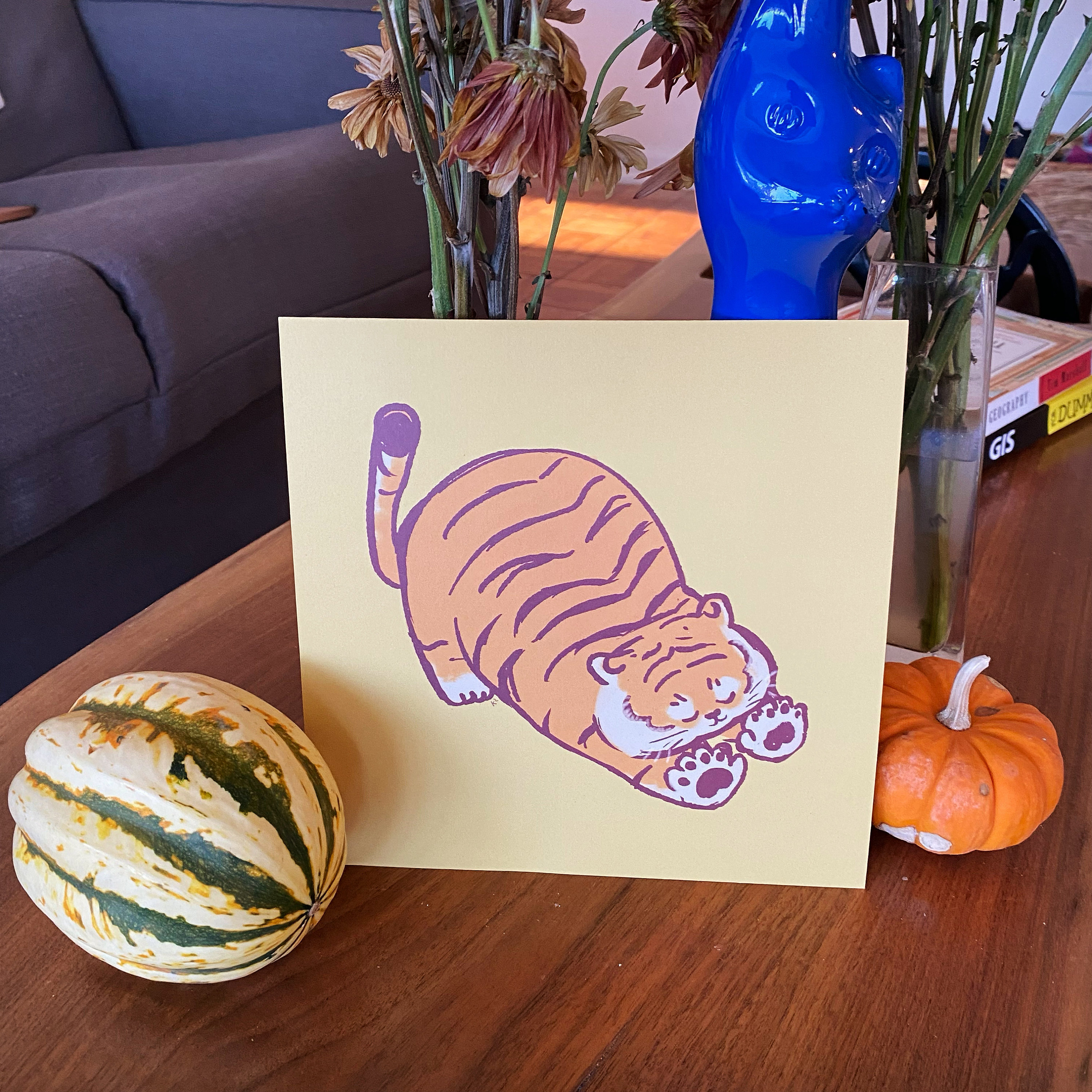 Big Stretch Fat Tiger Art Print - Etsy