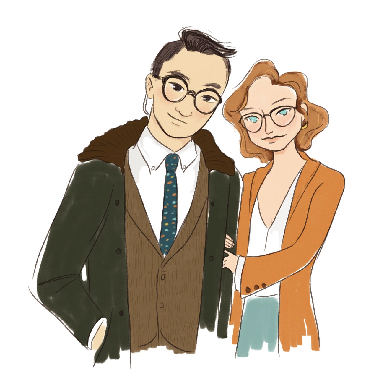 Couple's Custom Digital Portraits - Etsy