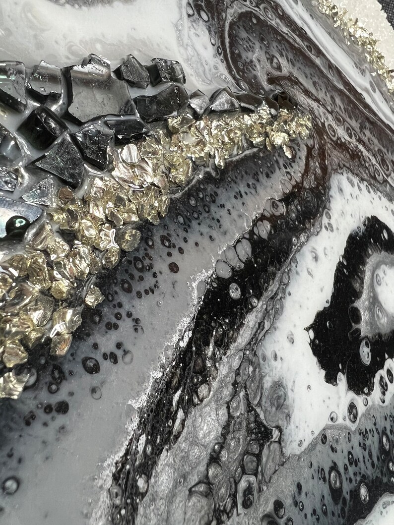 Black and Grey White and Silver Geode Wall Art 3D Geode - Etsy