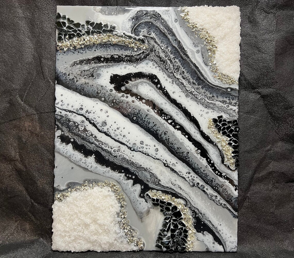 Black and Grey White and Silver Geode Wall Art 3D Geode - Etsy