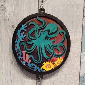Octopus Wood Suncatcher Wind Spinner - Etsy