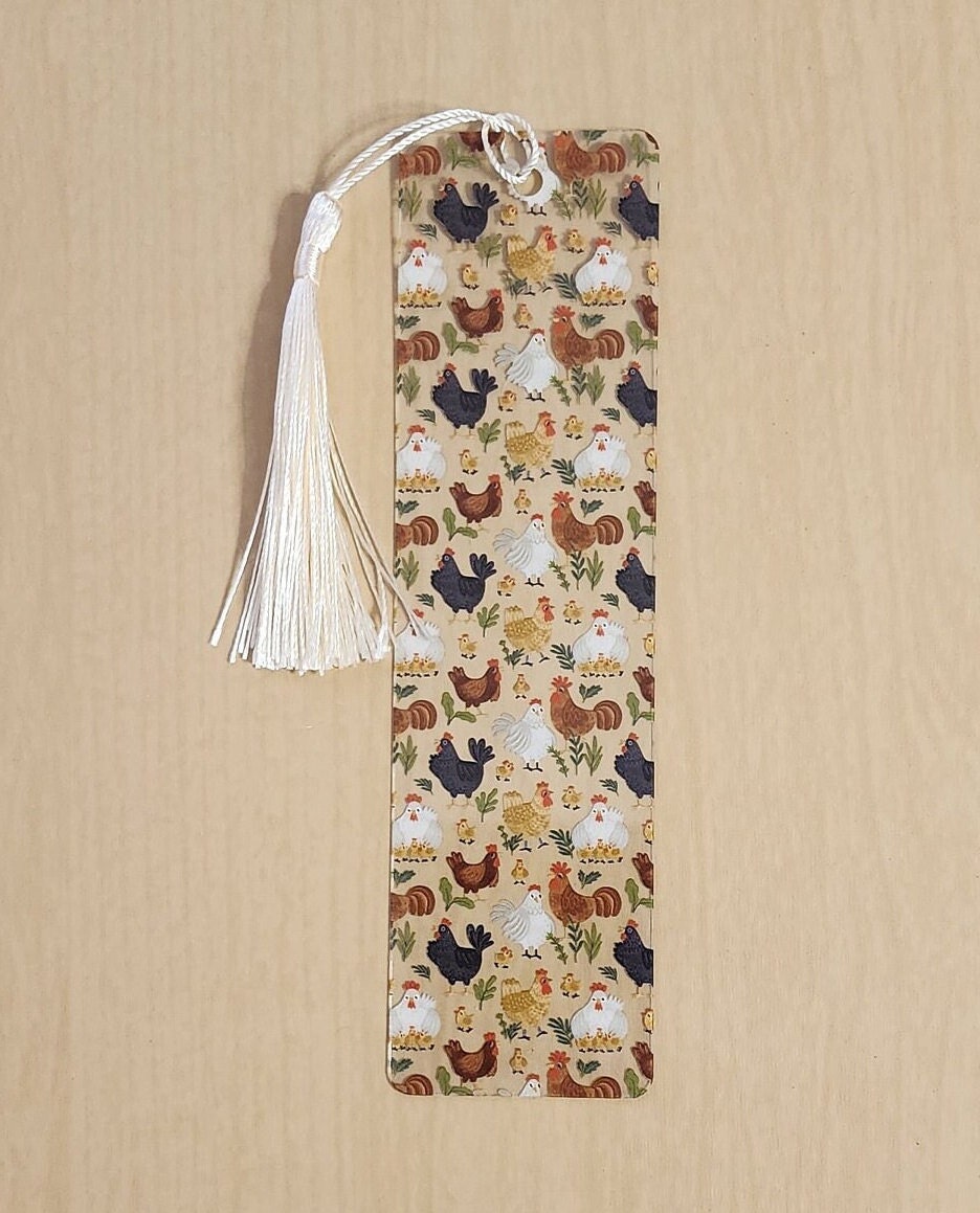 Bookmark, Chicken Bookmark, Chickens, Rooster Bookmark, Chicken Print ...
