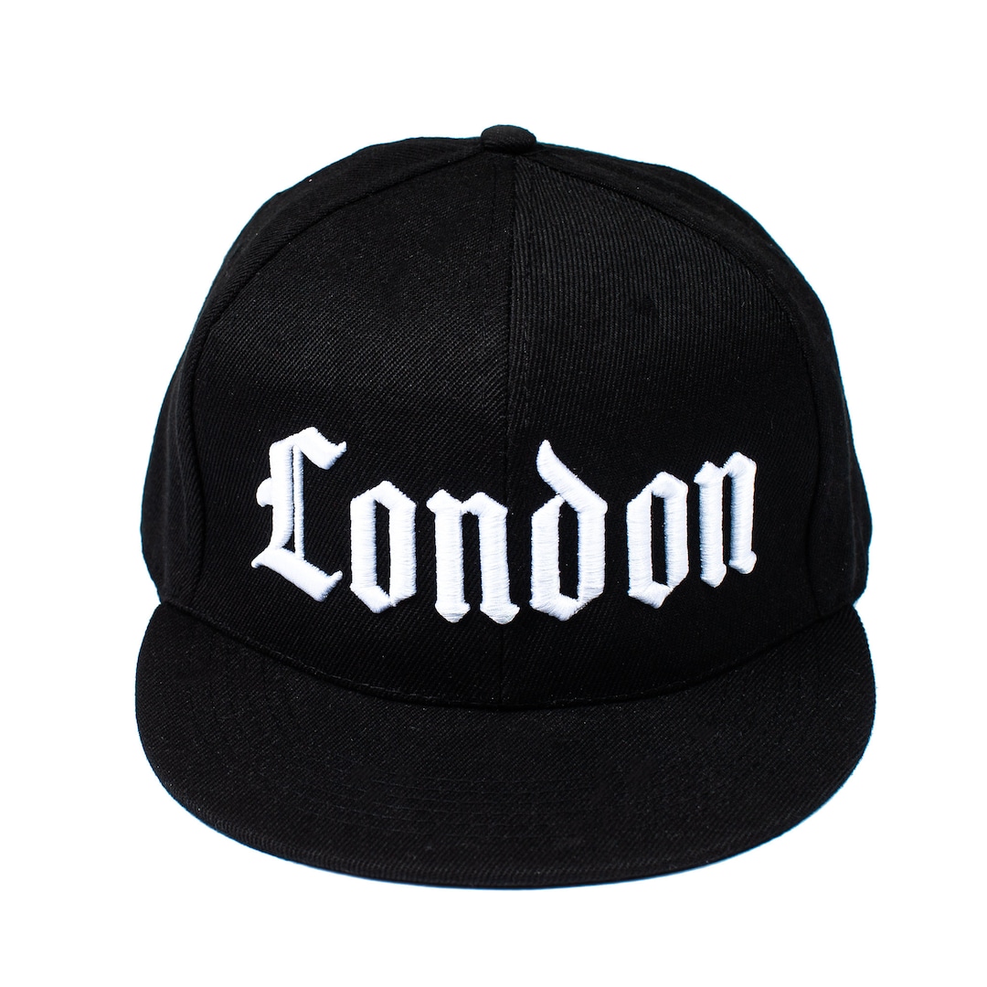 London Black Flat Peak Cap - Etsy UK
