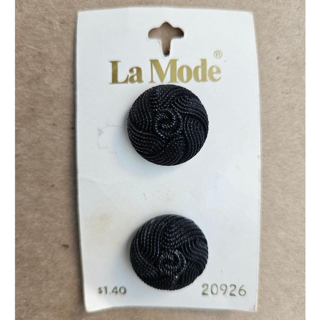 2 La Mode Black Buttons New on Card #20926 Textured 3/4" - Etsy