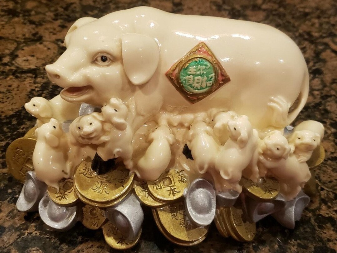 Chinese Good Luck Money Pig & Piglets Statue Coins JB-13 - Etsy