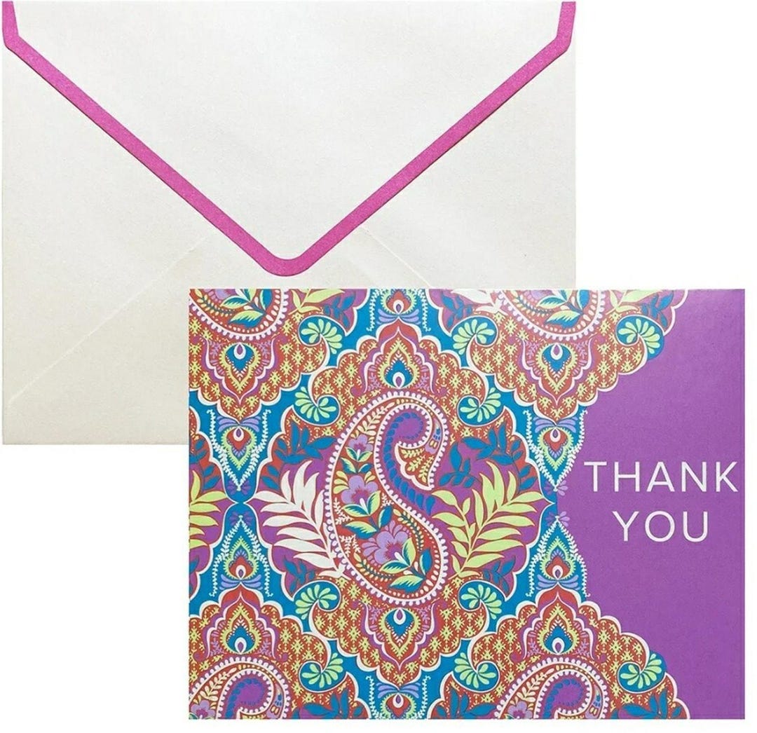 Vera Bradley Thank You Cards Box Set 10 Retired Sealed Paisley Paradise ...