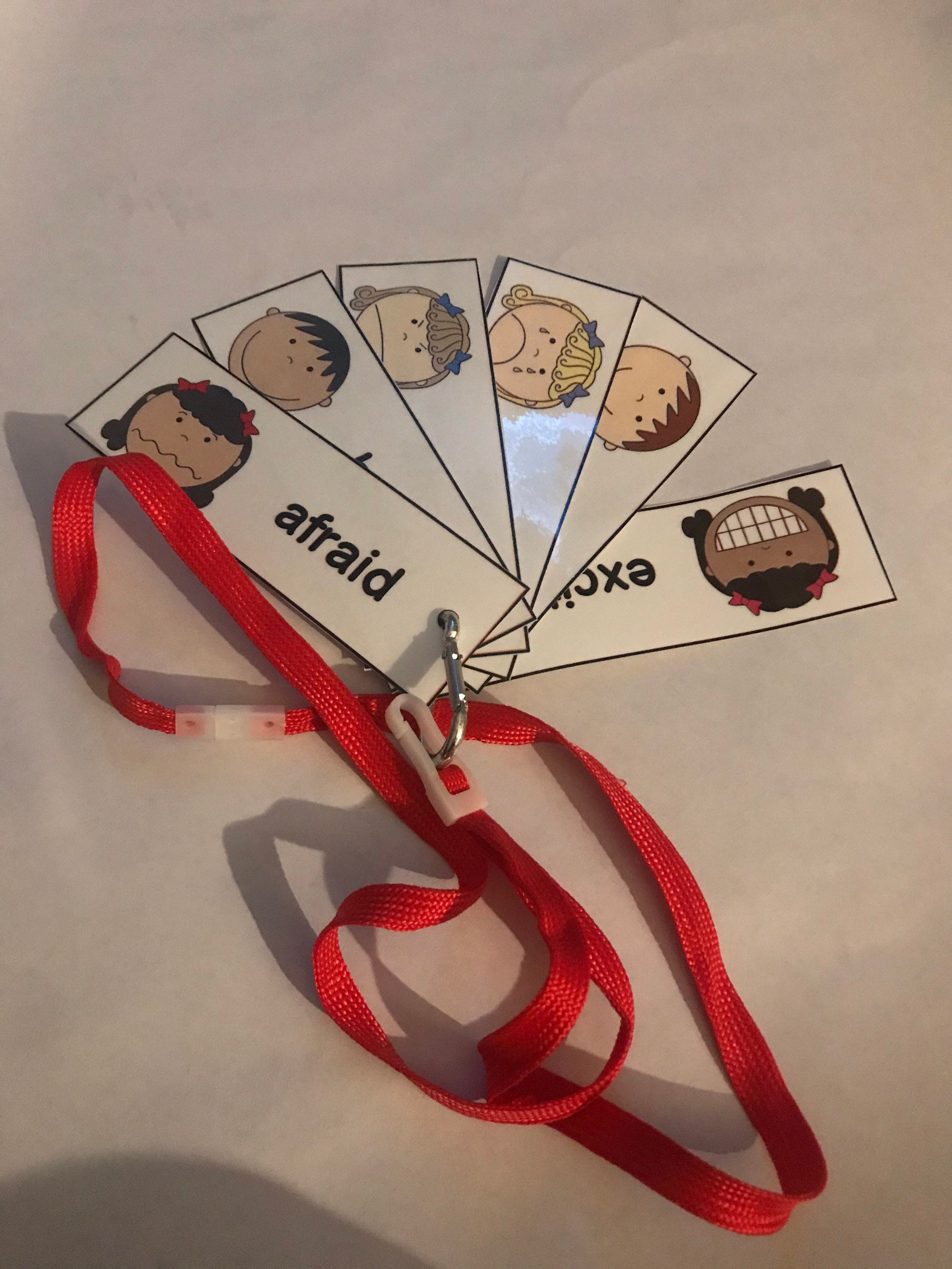 Emotions feelings flash card lanyard | Etsy