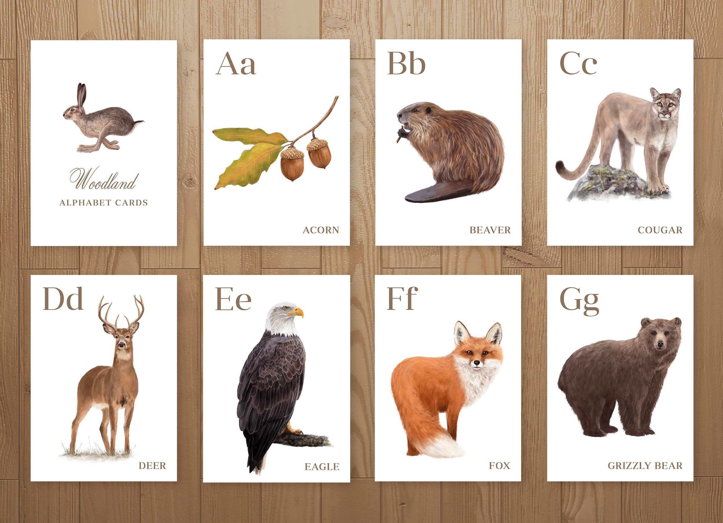 Woodland ABC Cards Animal Alphabet Cards Nature Themed - Etsy Canada