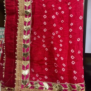 Beautiful Red Color Rajasthani Bandhej Dupatta, Tapara Silk Bandhani ...