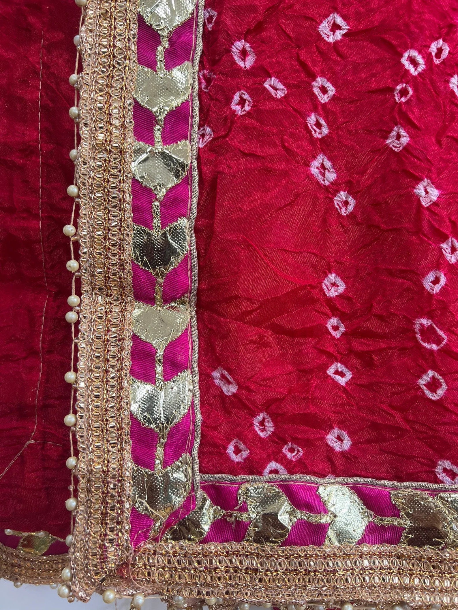 Beautiful Red Color Rajasthani Bandhej Dupatta, Tapara Silk Bandhani ...