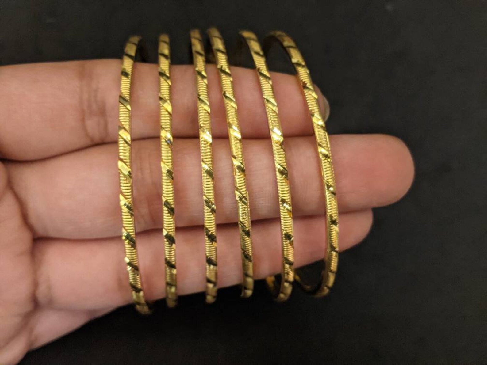 One Gram Gold Plated 6set Bangles/2.4 Size Gold Bangles/india Bangles ...