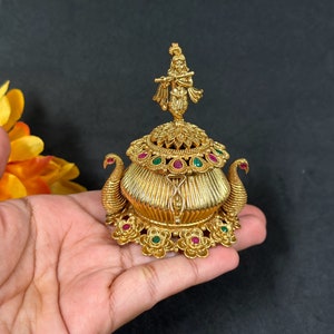 Indian God Kempu Gold Sindoor Box/nakshi Kumkum Box/wedding Gift/pooja ...