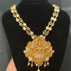 Antique Finish Lakshmi Big Locket/temple Jewelry/nakshi CZ Laxmi ...