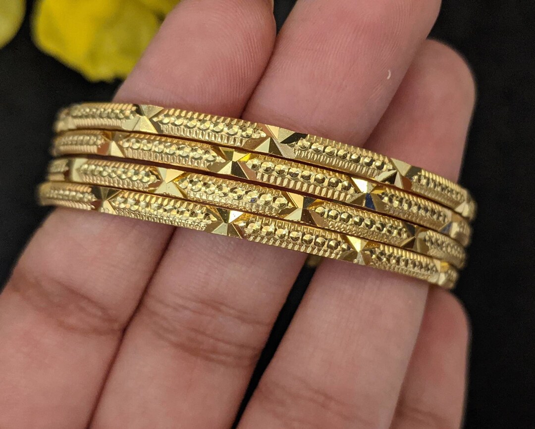 South India Gold Bangles/4 Set Mom Bangles/2.6 Size Side Gold Bangles/2 ...