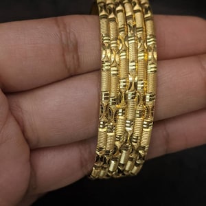 2 Designs Six Gold Bangles/india Gold Bangles/guarantee 6 Set Bangles/2 ...