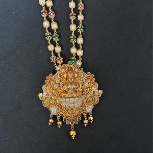 Antique Finish Lakshmi Big Locket/temple Jewelry/nakshi CZ Laxmi ...