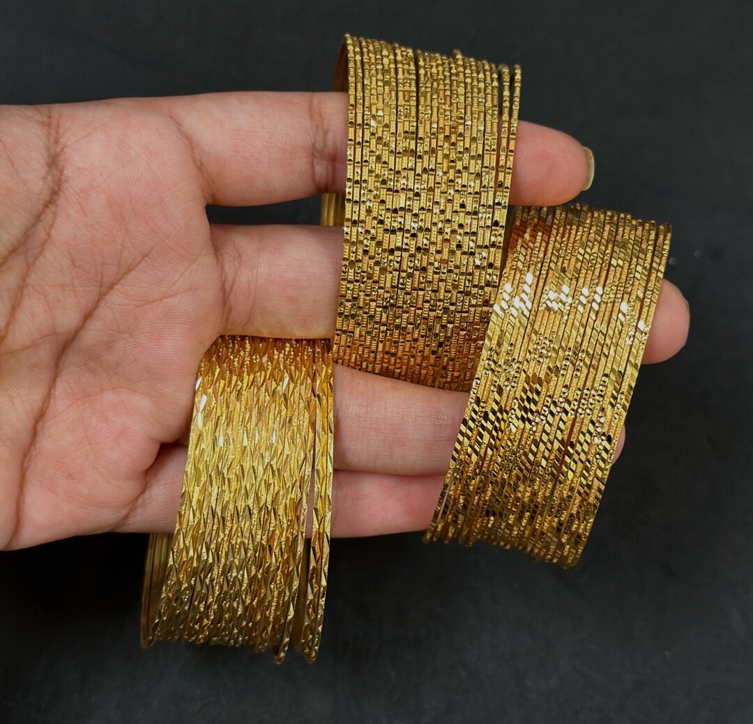 24 Set India Gold Plated Bangles/thin Bangles/wedding Bangles/bridal ...