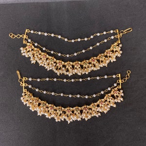 Pearls Bridal Earchain/india Gold Ear Chains/bahubali Earrings Chains ...