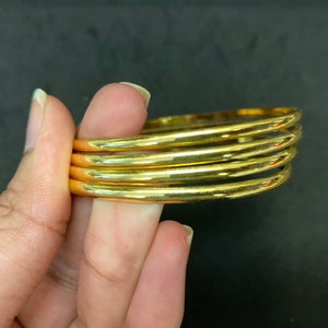 4 Gold Bangles Set 3 Designs/daily Wear Bangles/plain Broad India Gold ...