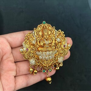 Antique Finish Lakshmi Big Locket/temple Jewelry/nakshi CZ Laxmi ...