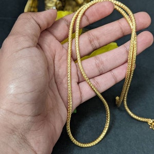 South Indian Manglasutra Chain/gold Plated Broad Chain/24" Chain/long ...