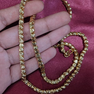 South Indian Manglasutra Chain/gold Plated Broad Chain/24" Chain/long ...