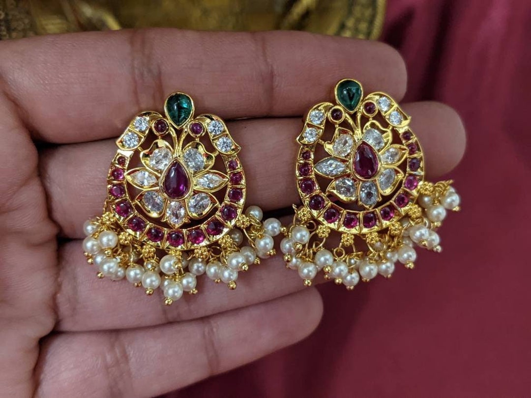 India Kempu Stud Earrings/chaandbali Earrings/traditional Earrings/gold ...