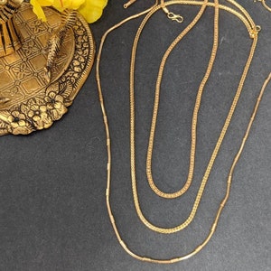 South Indian Manglasutra Chain/gold Plated Broad Chain/24" Chain/long ...