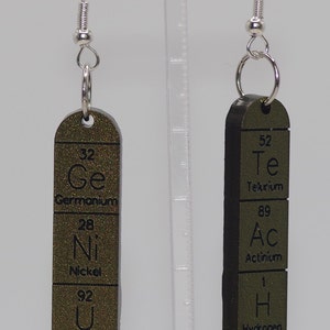 Personalised Periodic Table, Chemistry Earrings; Gift for Scientist ...