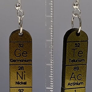 Personalised Periodic Table, Chemistry Earrings; Gift for Scientist ...