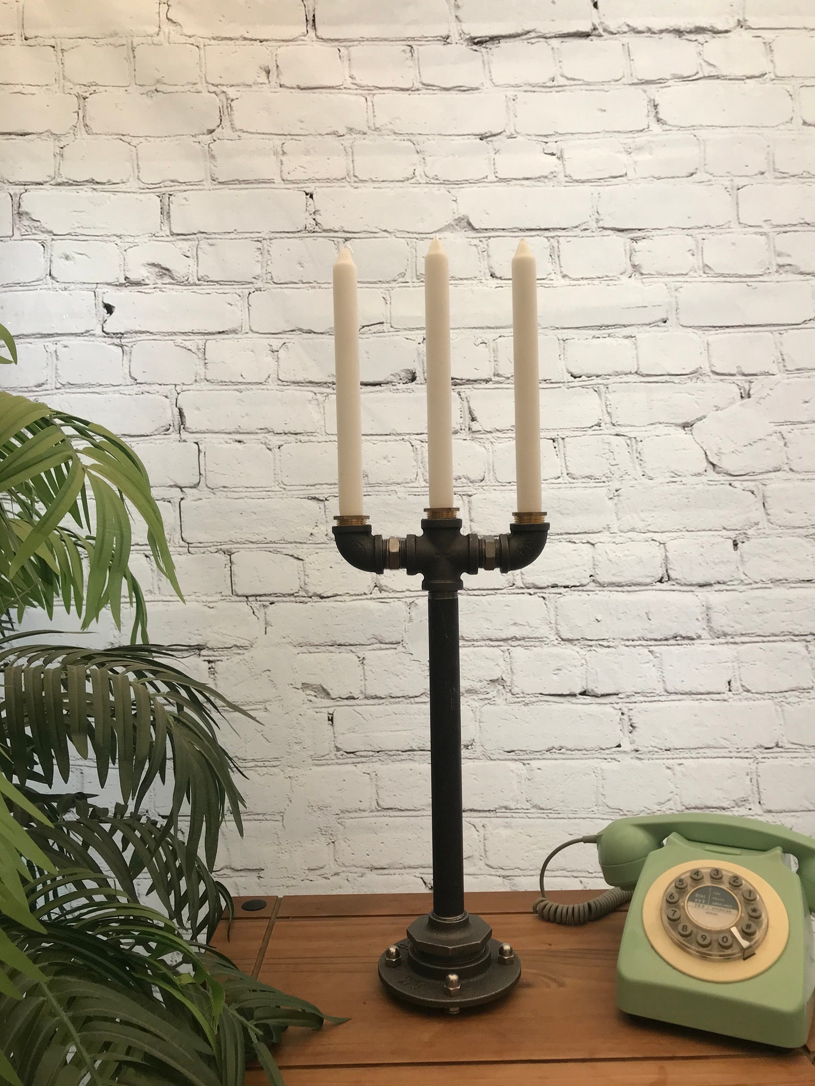 3 Arm Steampunk Candle Holder Industrial Triple Candle Stand - Etsy UK