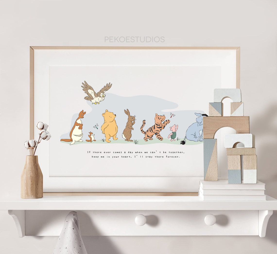 Winnie the Pooh Wall Art Minimal Nursery Decor A. A. Milne - Etsy