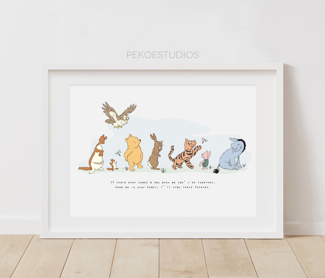 Winnie the Pooh Wall Art Minimal Nursery Decor A. A. Milne - Etsy