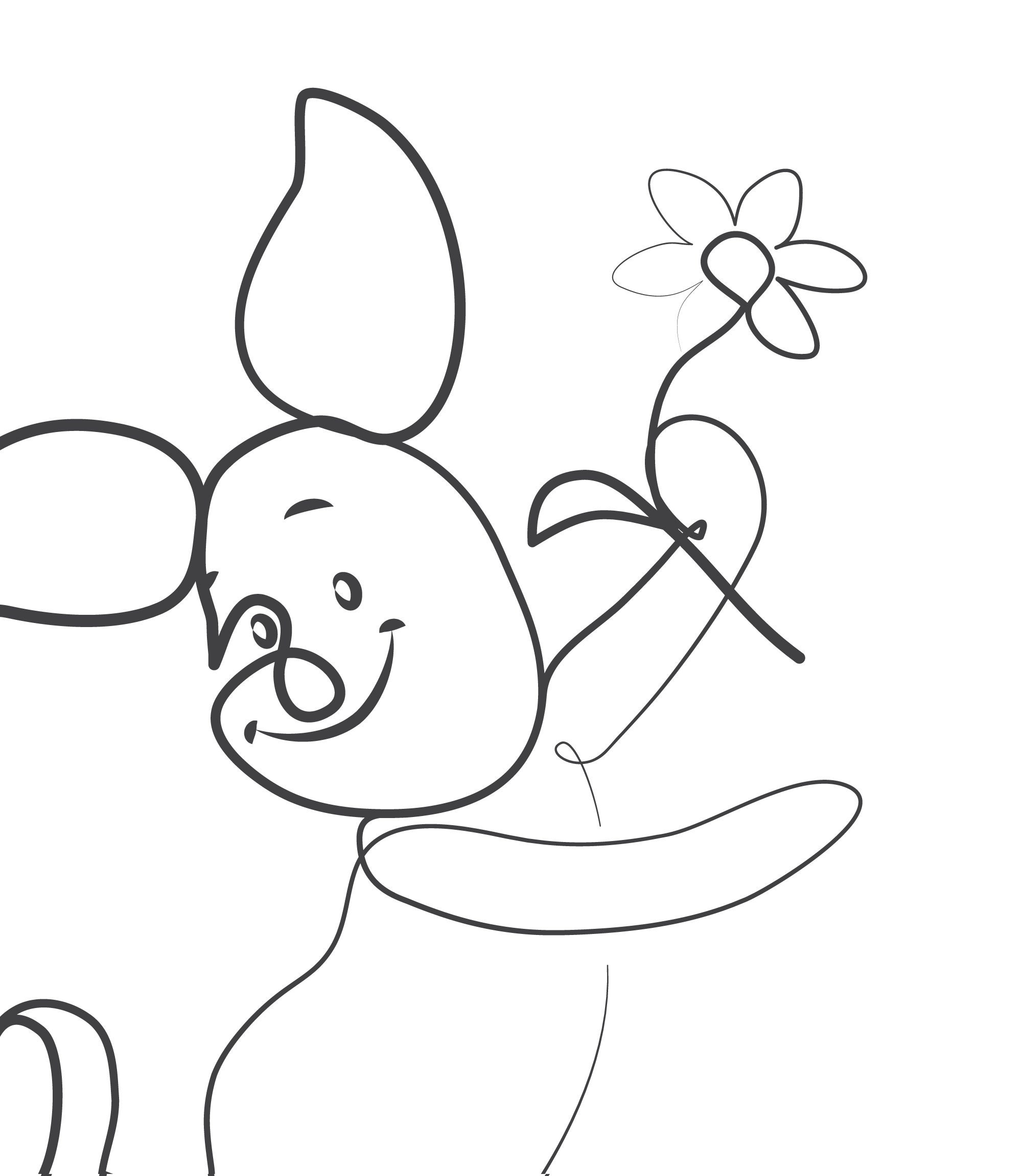 Continuous Line Winnie the Pooh and Piglet Wall Art, Set of 2, Minimal ...